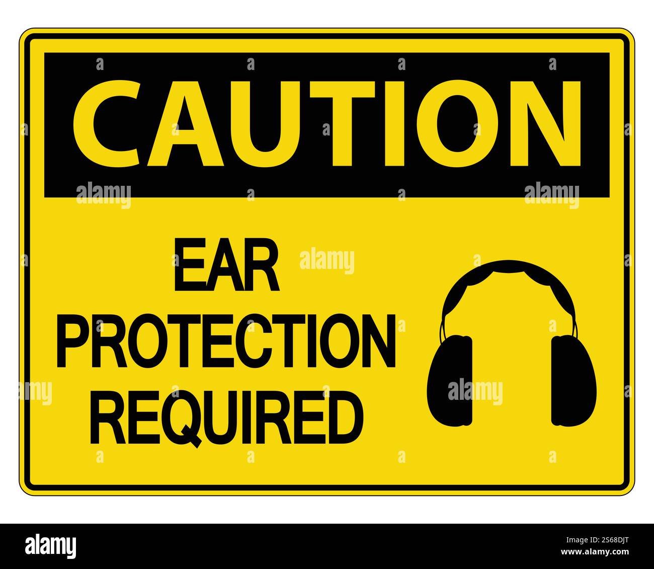 Caution Ear Protection Required Sign on white background,vector ...