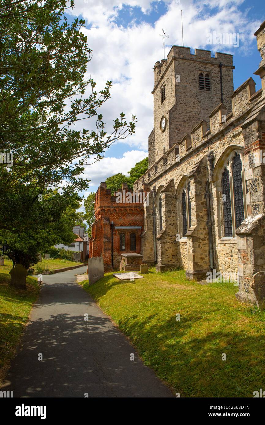 View of Holy Trinity Church, in the market town of Rayleigh in Essex ...
