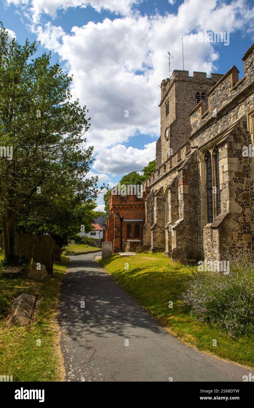 View of Holy Trinity Church, in the market town of Rayleigh in Essex ...