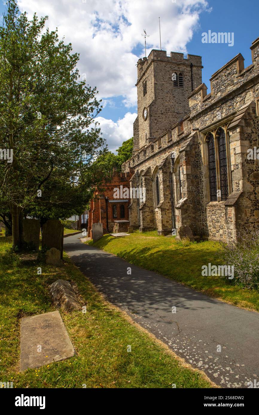 View of Holy Trinity Church, in the market town of Rayleigh in Essex ...