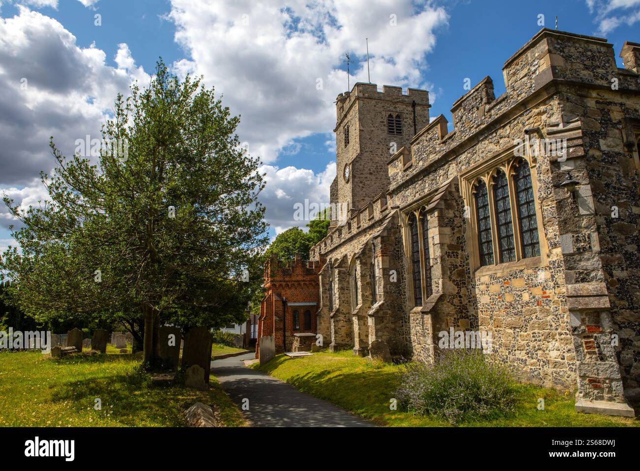 View of Holy Trinity Church, in the market town of Rayleigh in Essex ...