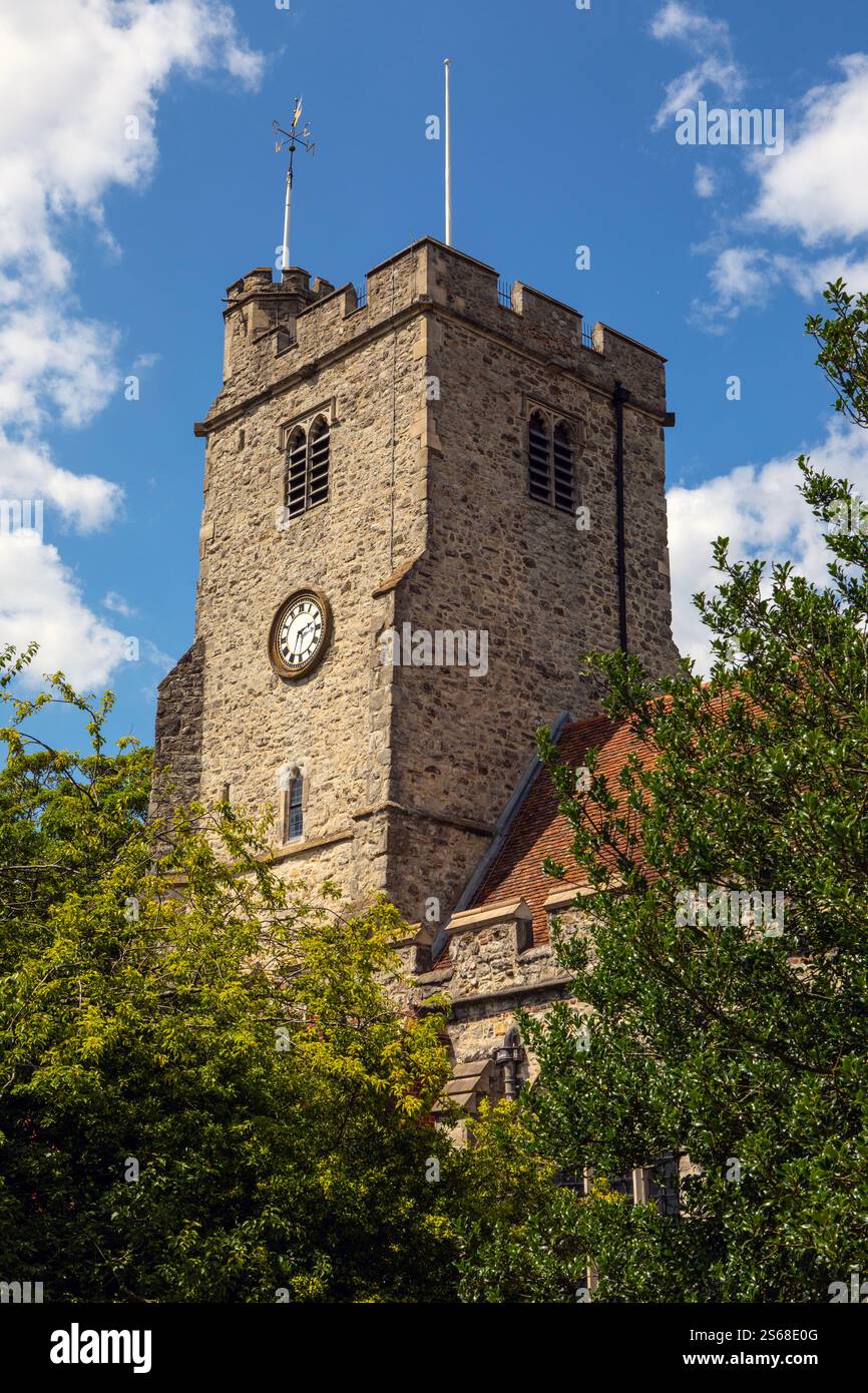 View of Holy Trinity Church, in the market town of Rayleigh in Essex ...