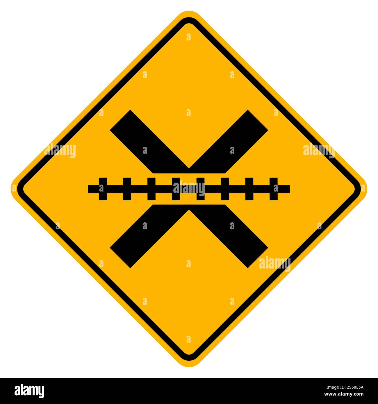 Warning sign on railway track Stock Vector Images - Alamy