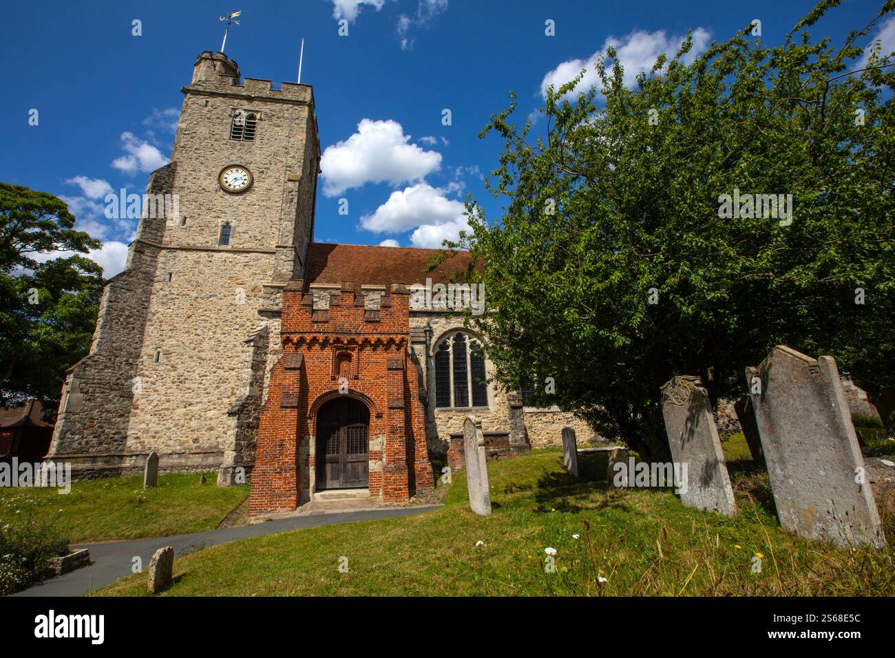 View of Holy Trinity Church, in the market town of Rayleigh in Essex ...