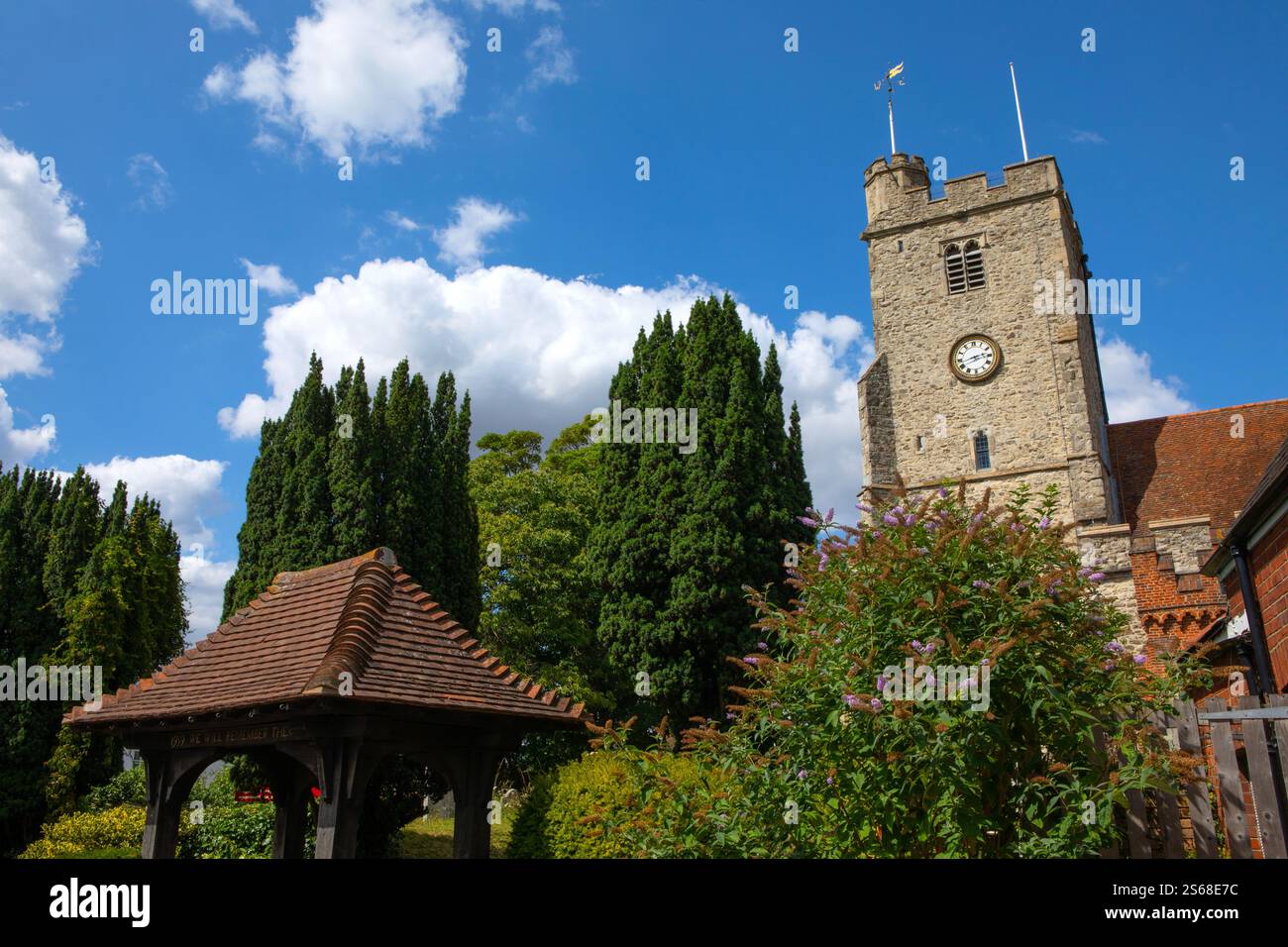 View of Holy Trinity Church, in the market town of Rayleigh in Essex ...