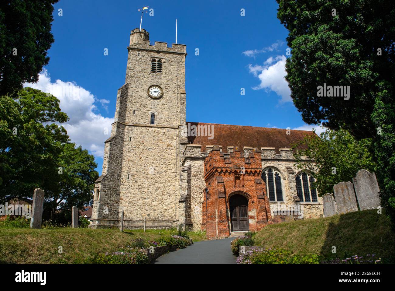 View of Holy Trinity Church, in the market town of Rayleigh in Essex ...