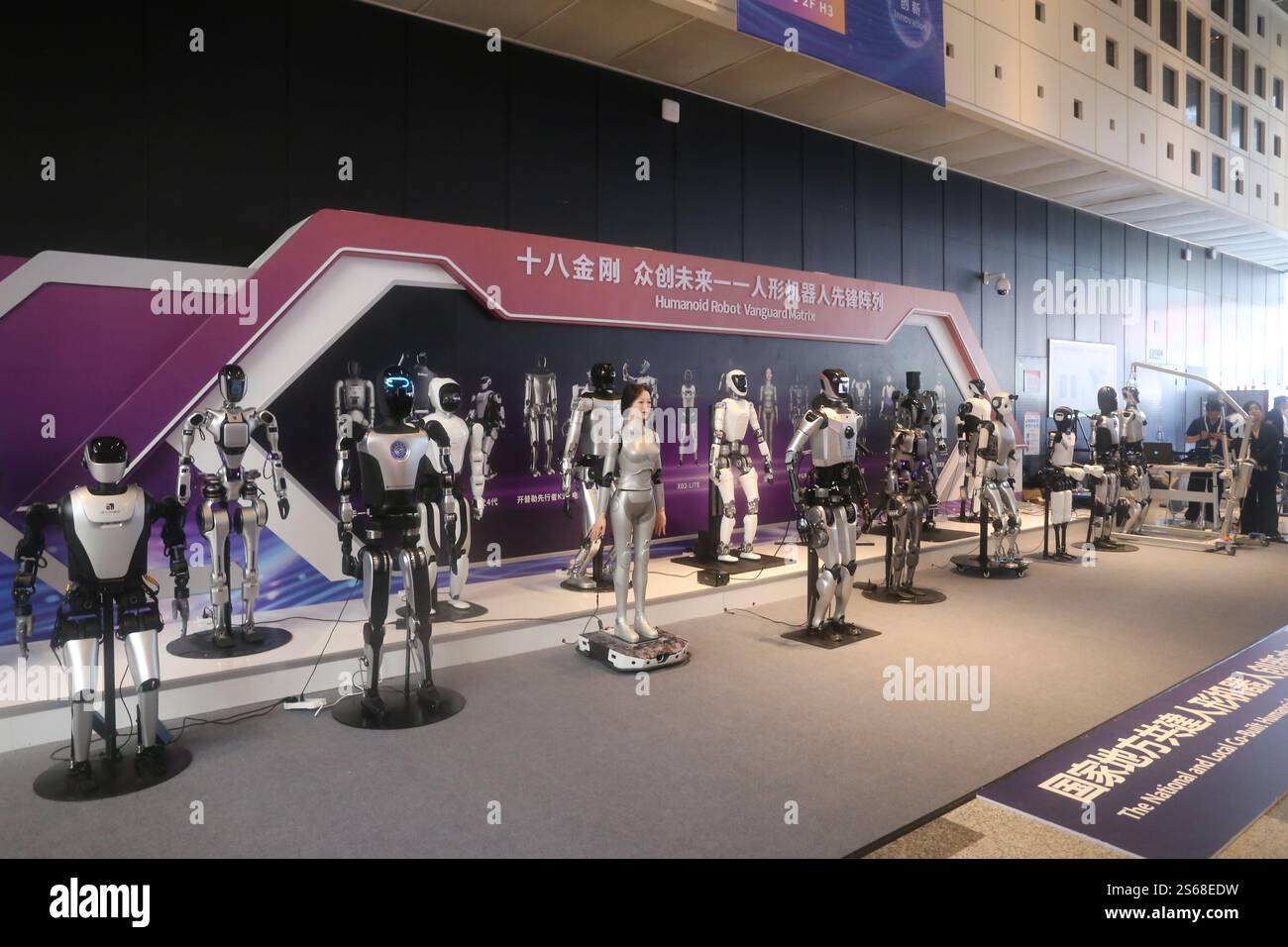 Shanghai, China. 16th Jan, 2025. AI humanoid robot booth at the World Artificial Intelligence ...