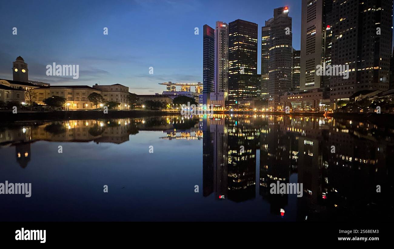 The Raffles Place and Boat Quay area in Singapore banking district ...