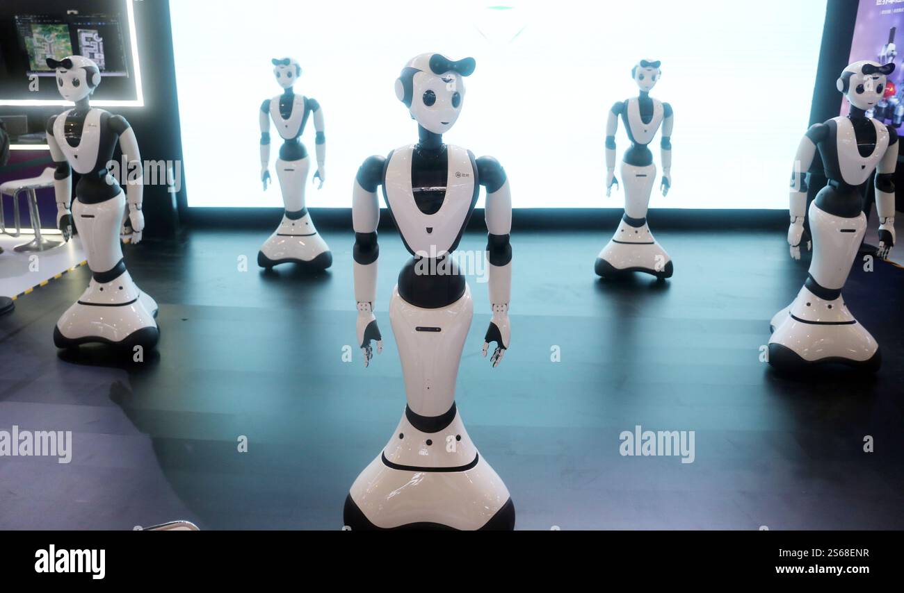 Shanghai, China. 16th Jan, 2025. The new humanoid robots launched by CloudMinds at the World ...