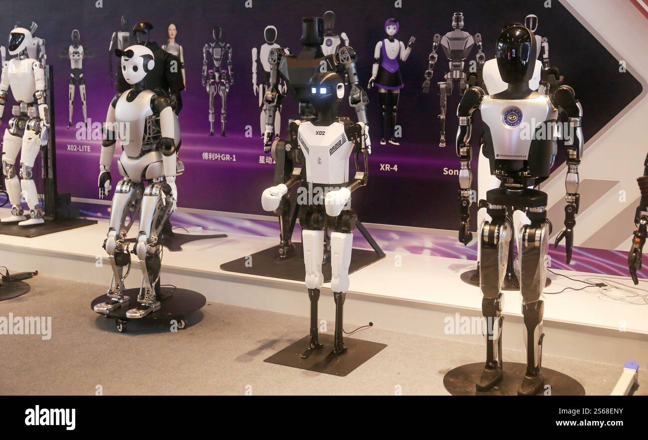 Shanghai, China. 16th Jan, 2025. AI humanoid robot booth at the World ...