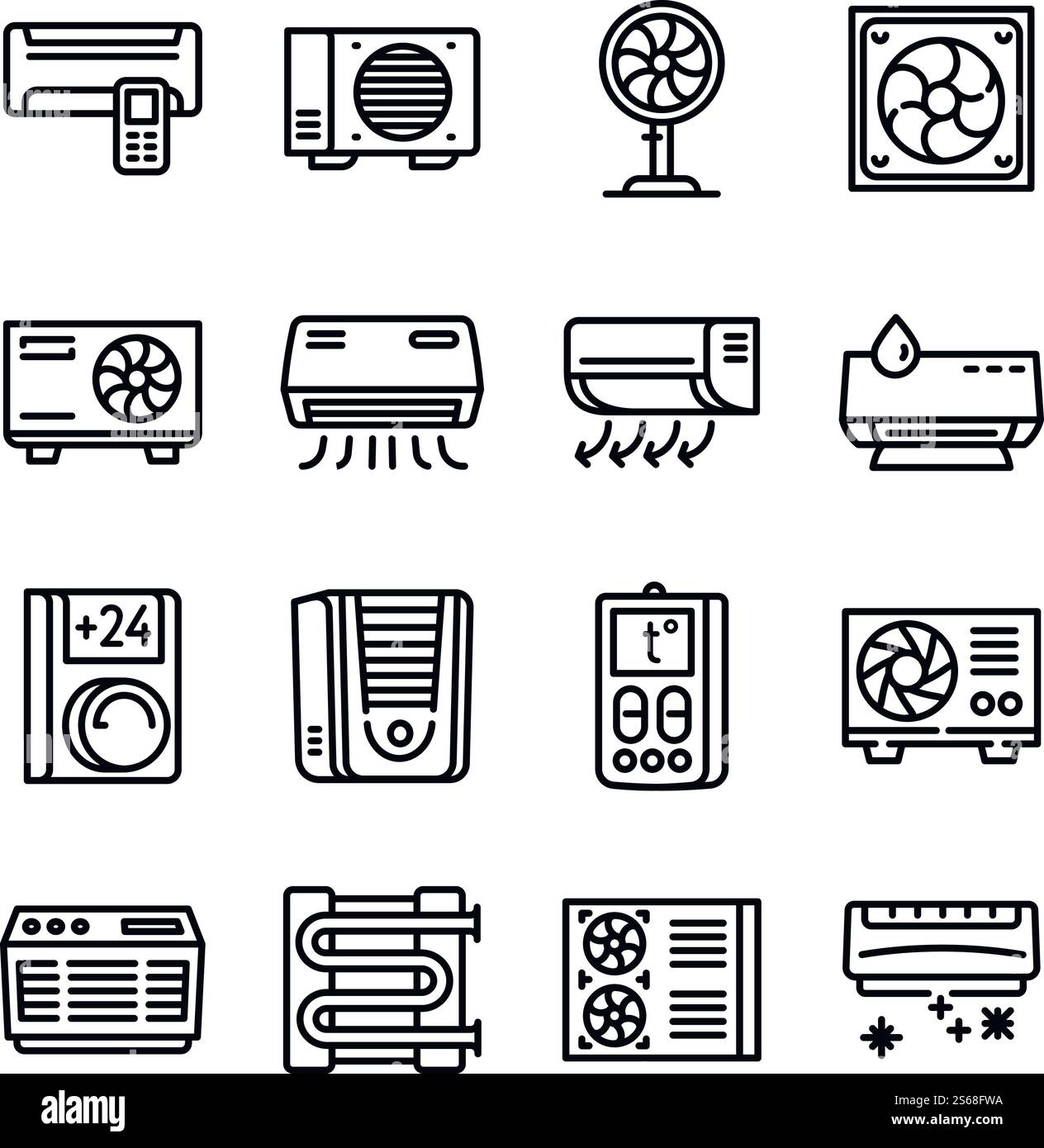 Conditioner icons set. Outline set of conditioner vector icons for web ...