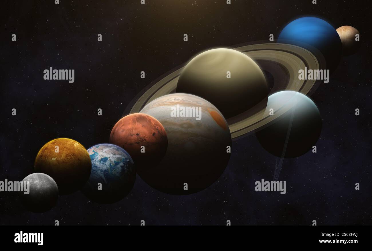 A planetary alignment or planetary parade. Mercury, Venus, Earth, Mars ...