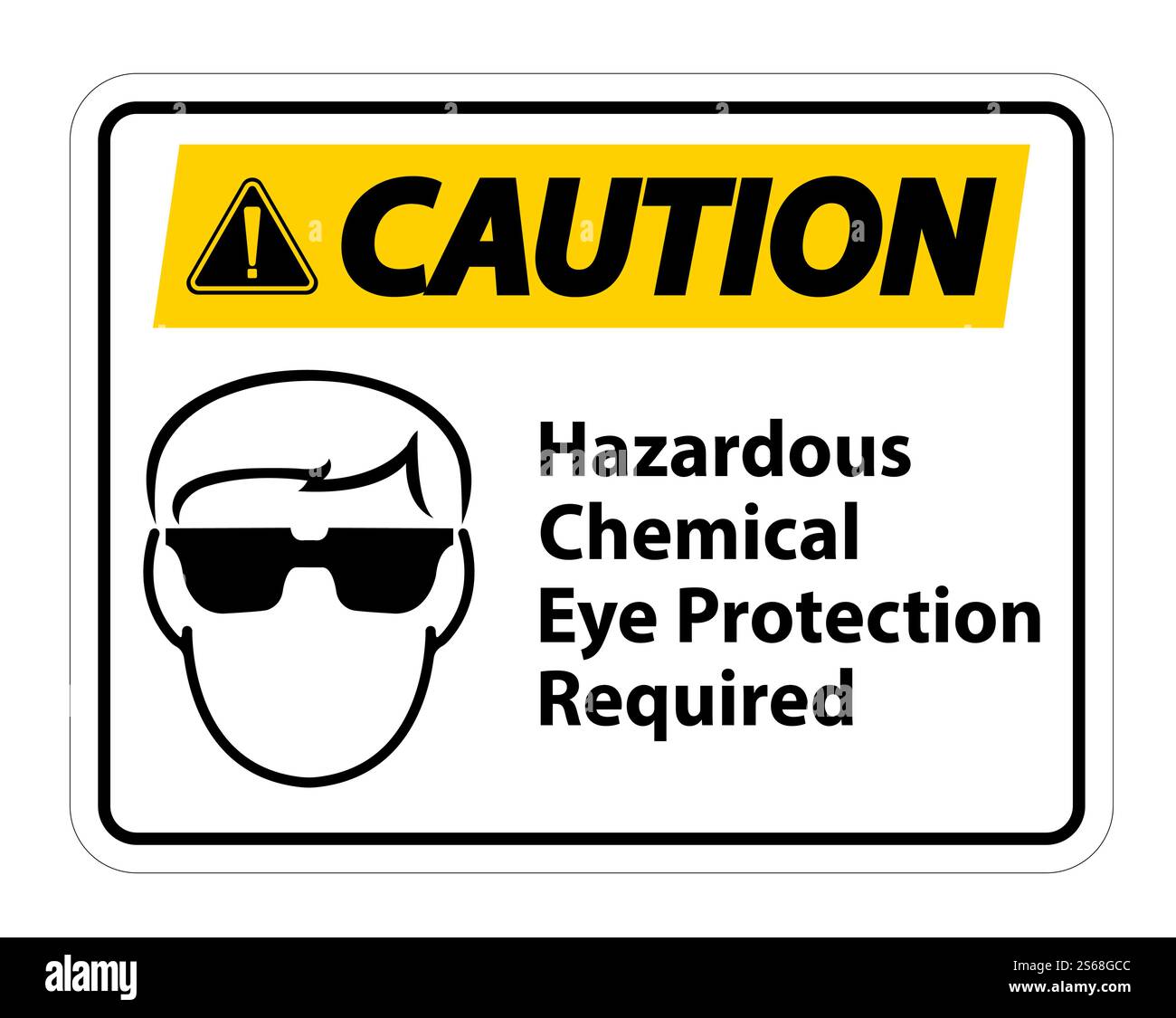 Caution Hazardous Chemical Eye Protection Required Symbol Sign Isolate ...