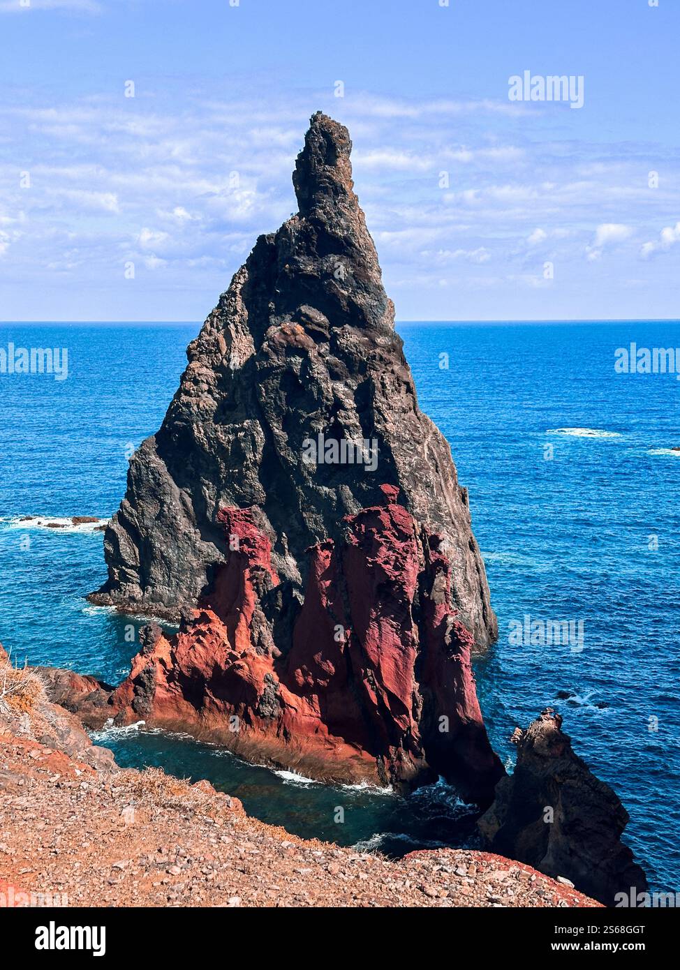 Madeira island Portugal close up hills cliff rocks blue water Atlantic ...