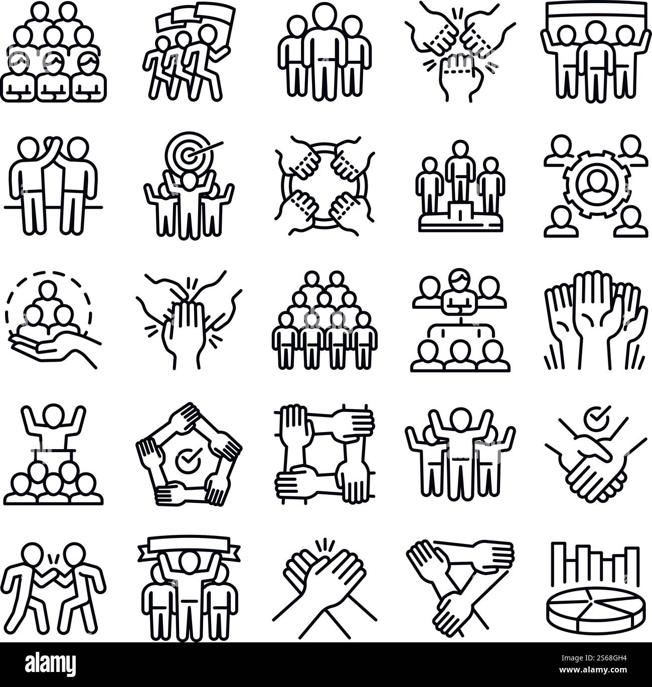 Cohesion icons set. Outline set of cohesion vector icons for web design ...