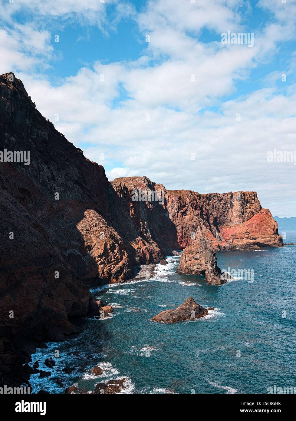 Madeira island Portugal hills cliff rocks vertical photography aerial ...