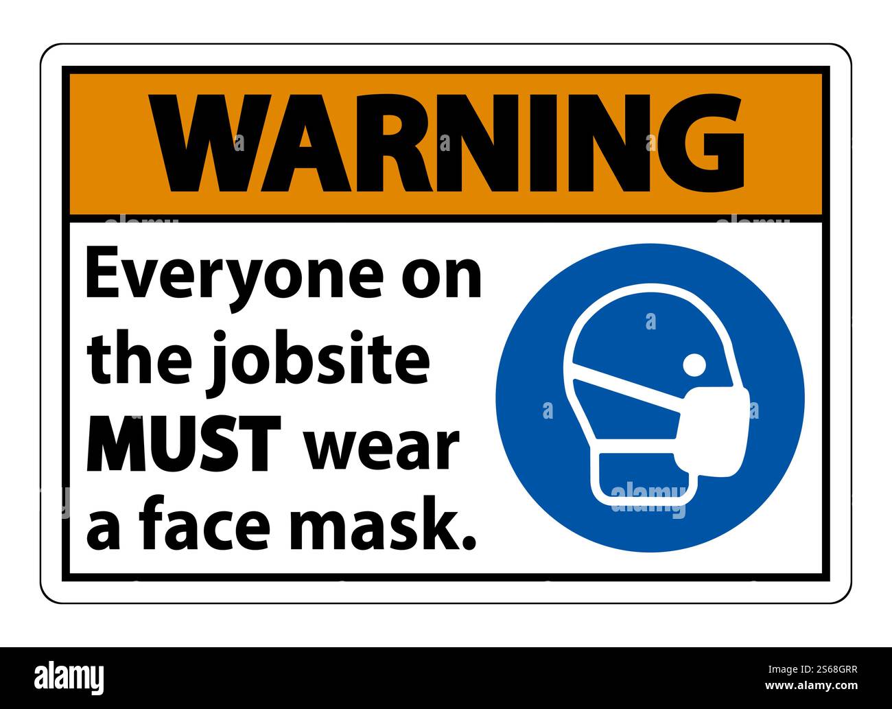 Warning Wear A Face Mask Sign Isolate On White Background Stock Vector ...