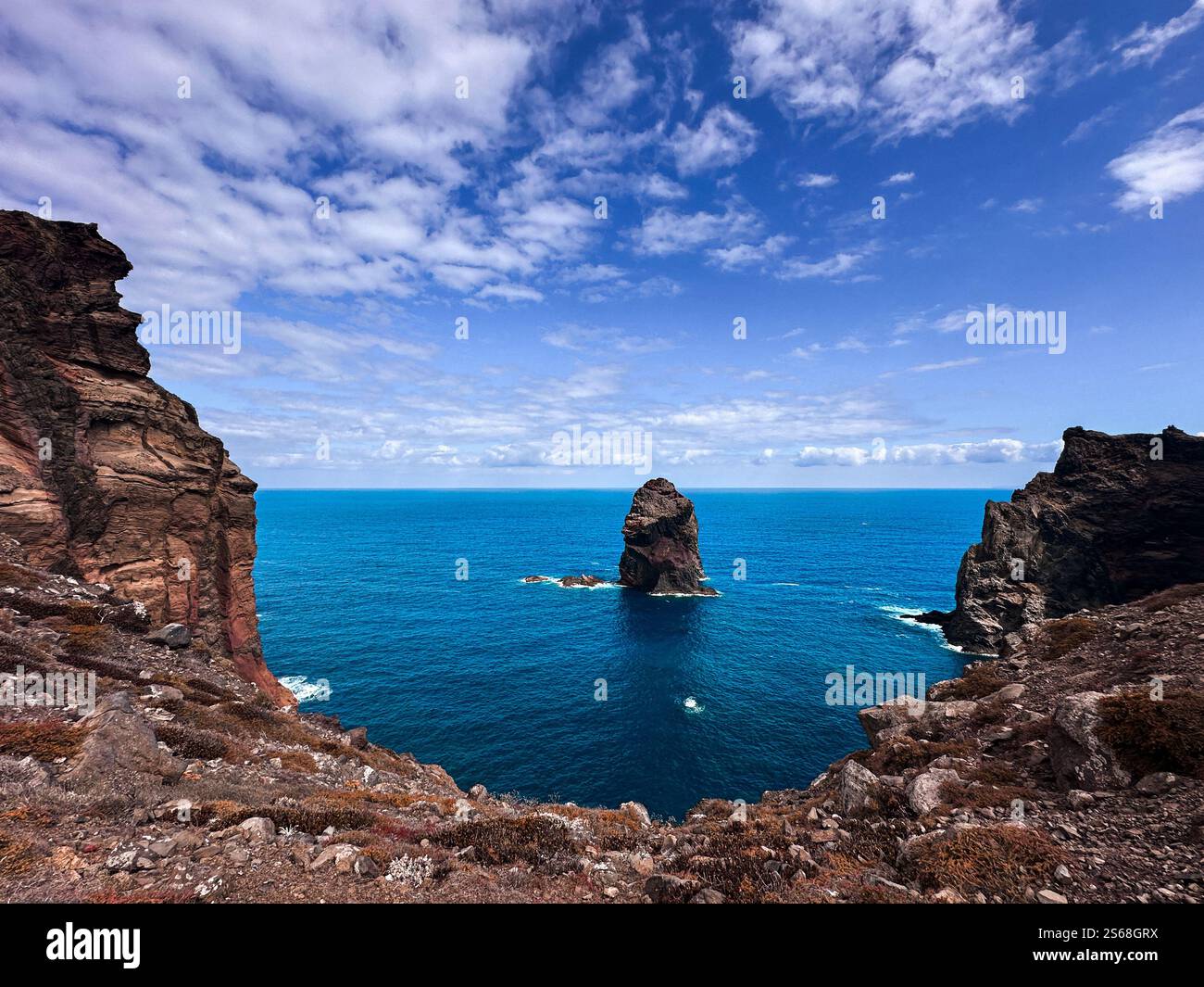 Madeira island Portugal PR8 cliff rock surrounded by mountains geology ...