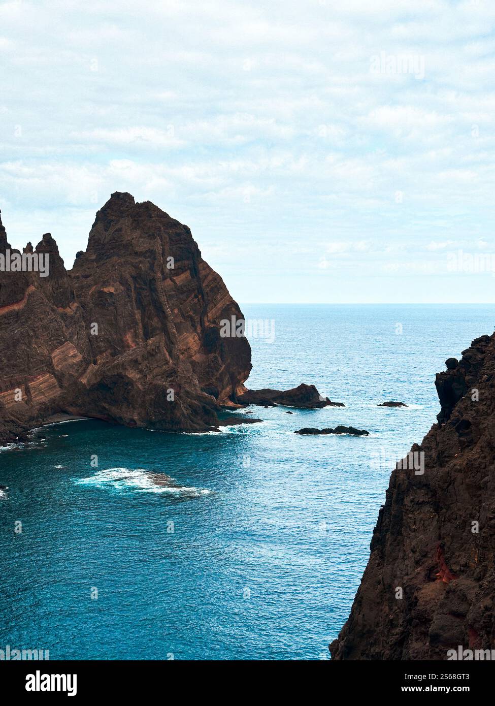 Madeira island Portugal PR8 hills cliff rocks geology blue lagoon water ...