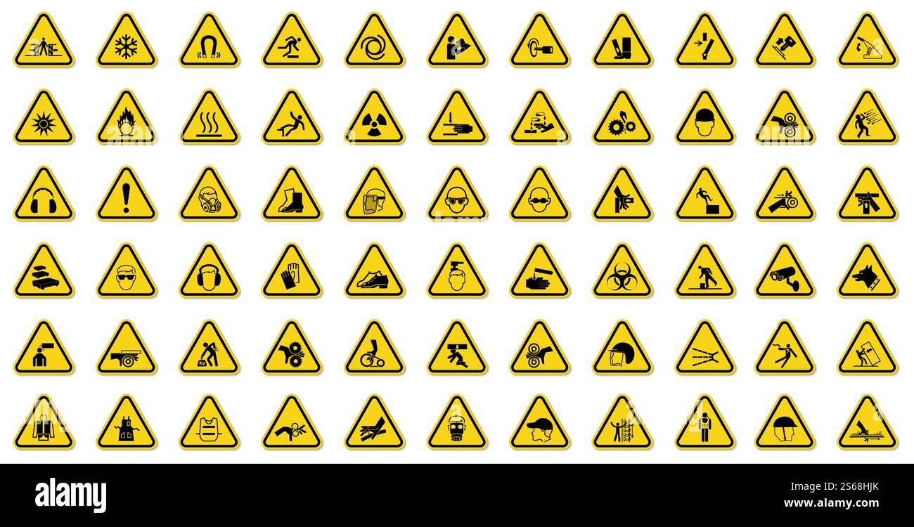 Warning Hazard Symbols labels Sign Isolate on White Background,Vector ...