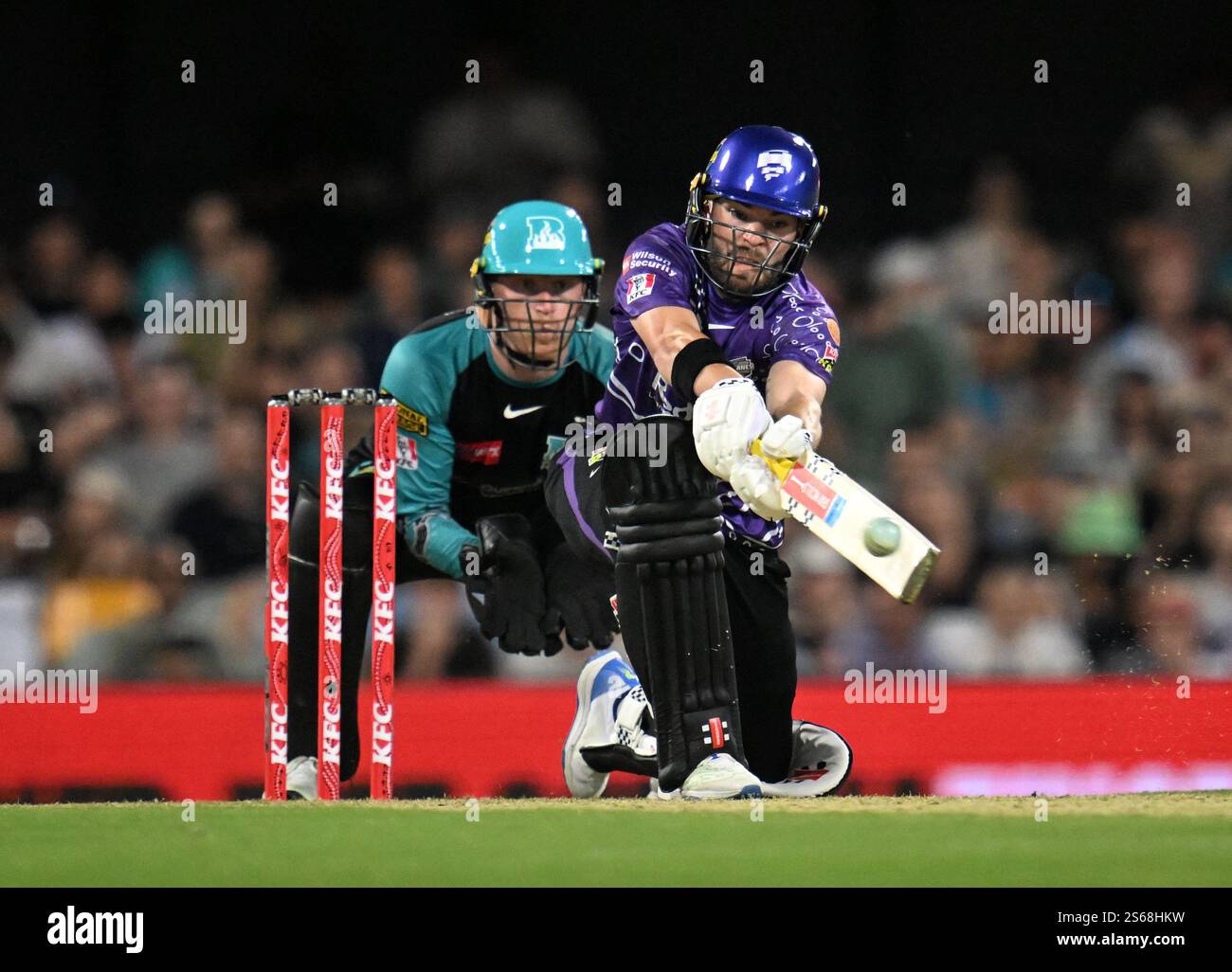 Brisbane, Australia. 16th Jan, 2025. Caleb Jewell of the Hurricanes ...
