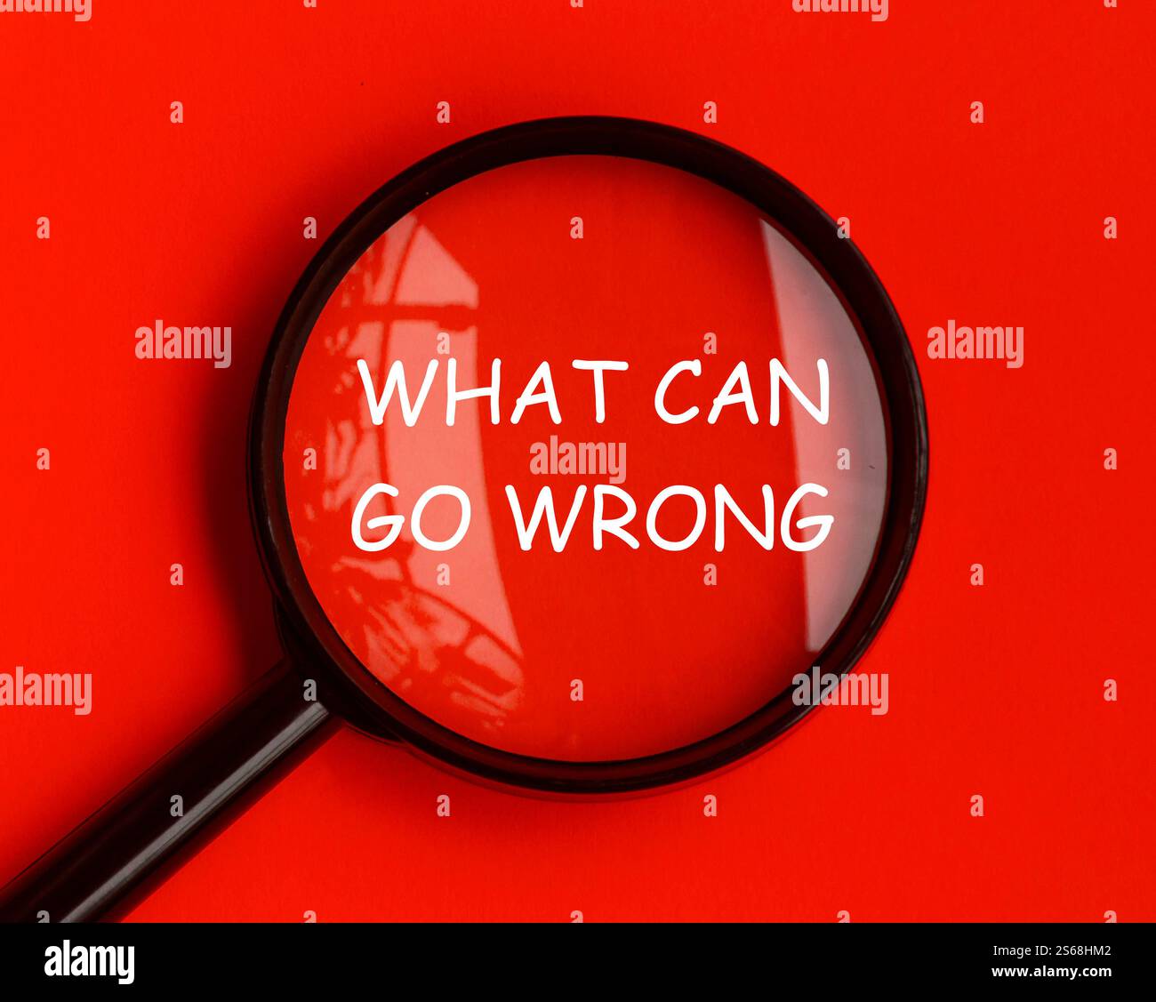 What can go wrong on big magnifying glass. Fact finding concept Stock ...