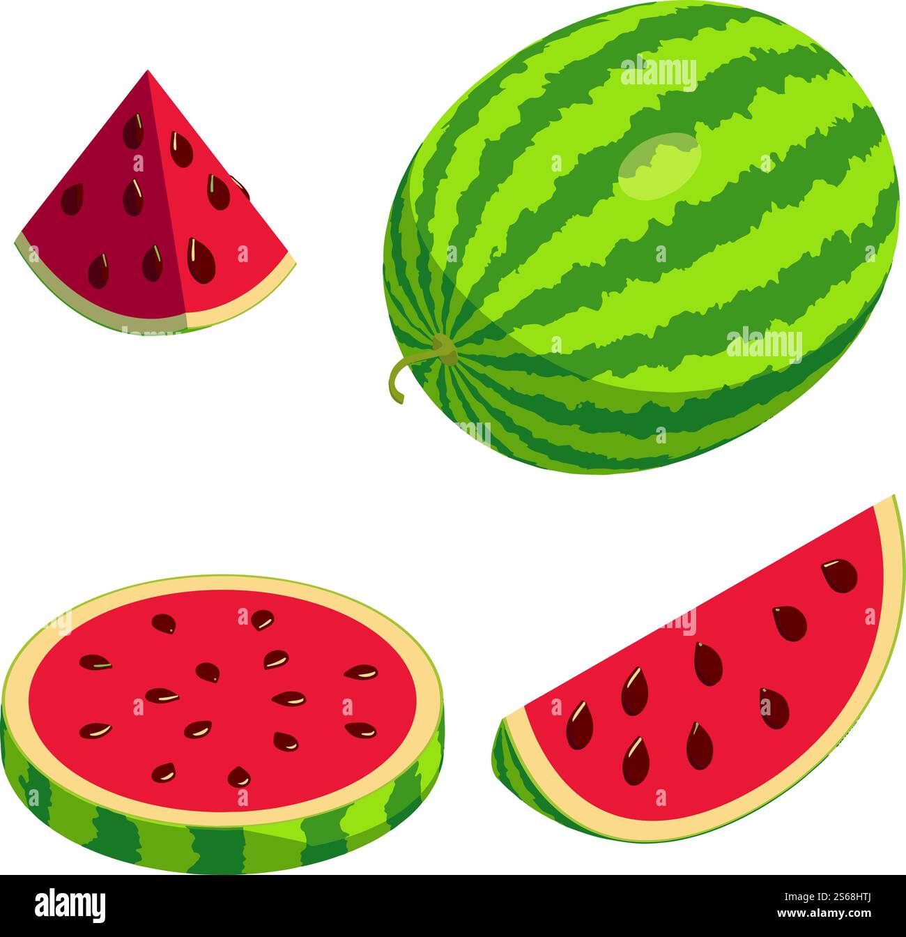 Watermelon icons set. Isometric set of watermelon vector icons for web ...