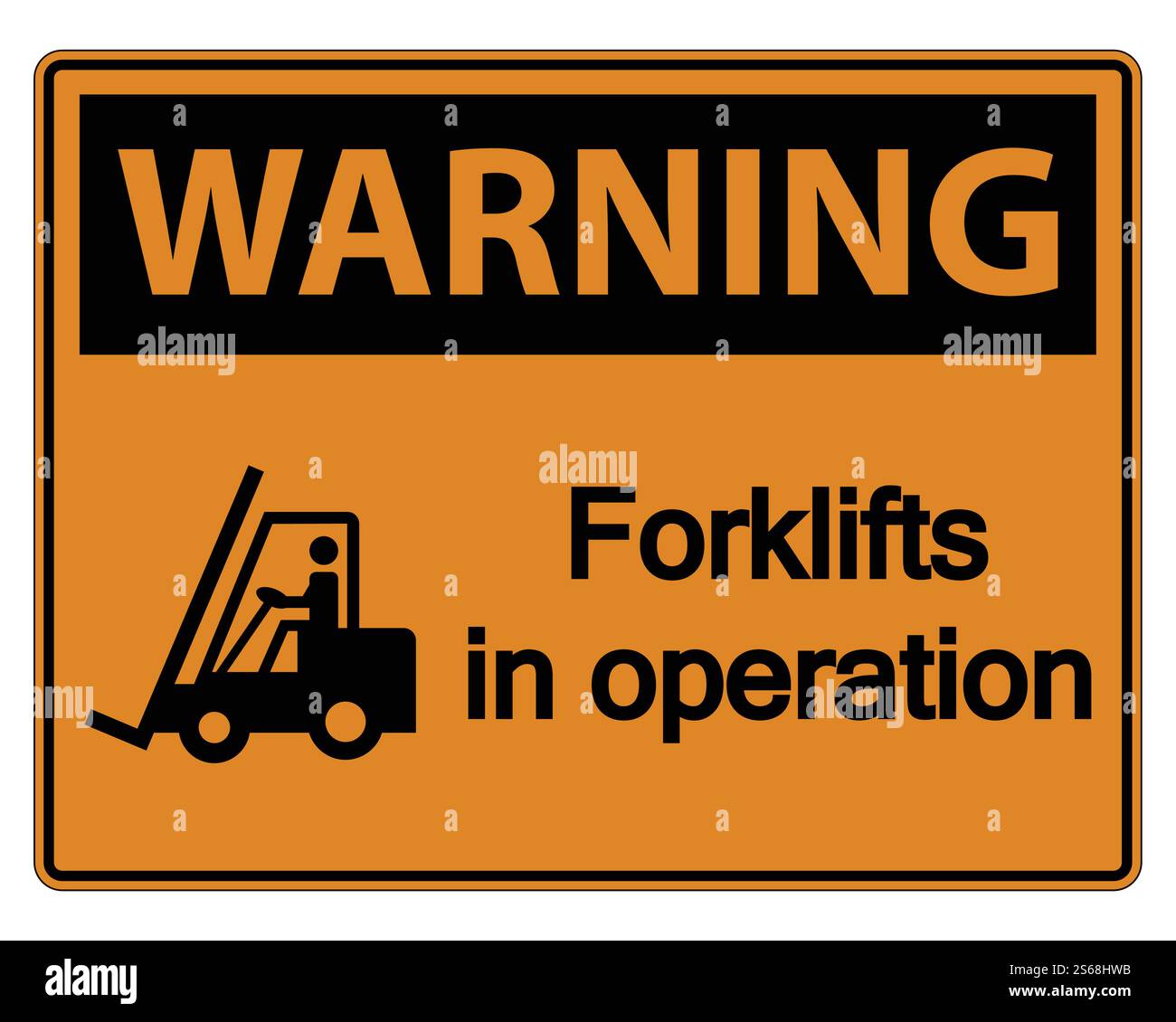 Warning forklifts in operation Sign on white background,vector ...