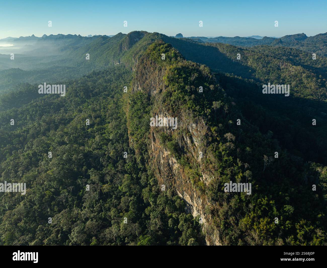 aerial view the beautiful sun shine on the mountain top of Thi Lor Su ...