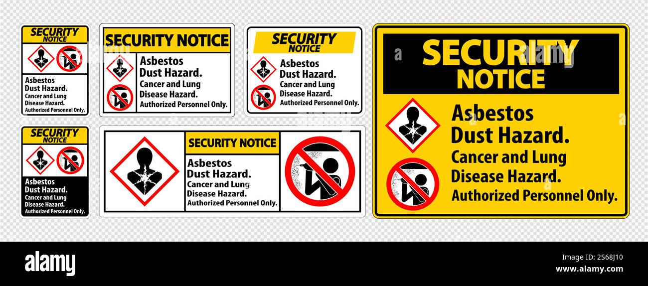 Security Notice Safety Label,Asbestos Dust Hazard, Cancer And Lung ...