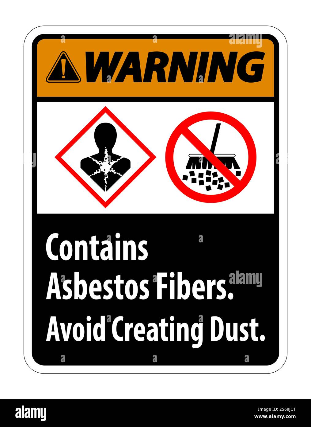 Warning Label Contains Asbestos Fibers,Avoid Creating Dust Stock Vector ...