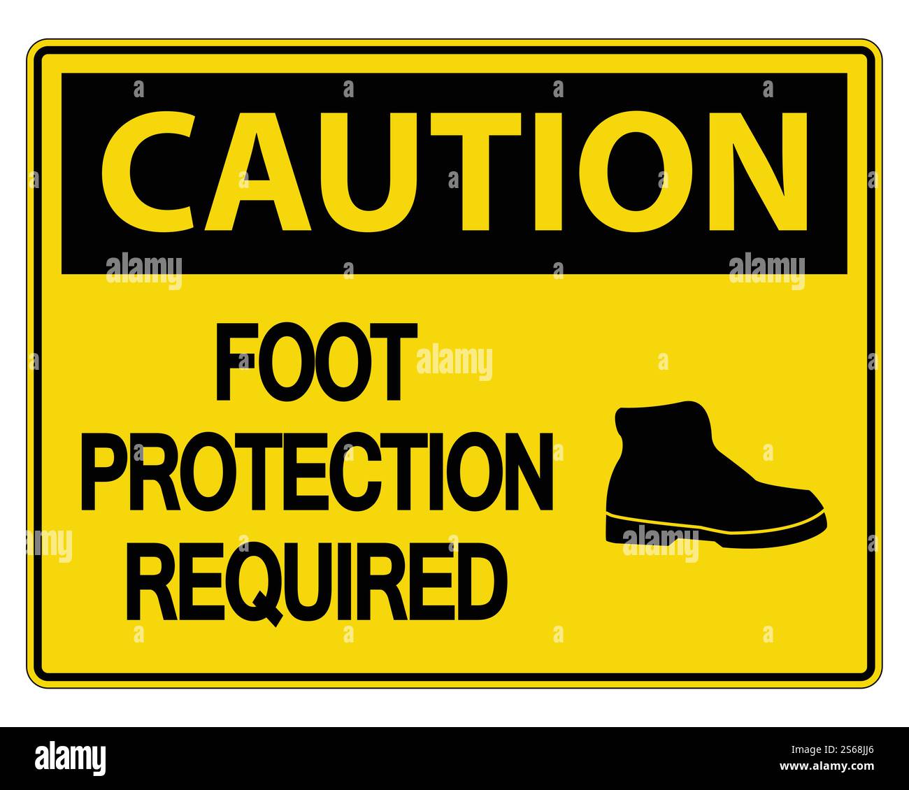Caution Foot Protection Required Wall Sign on white background,vector ...