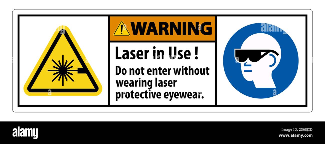 Warning Warning PPE Safety Label,Laser In Use Do Not Enter Without ...