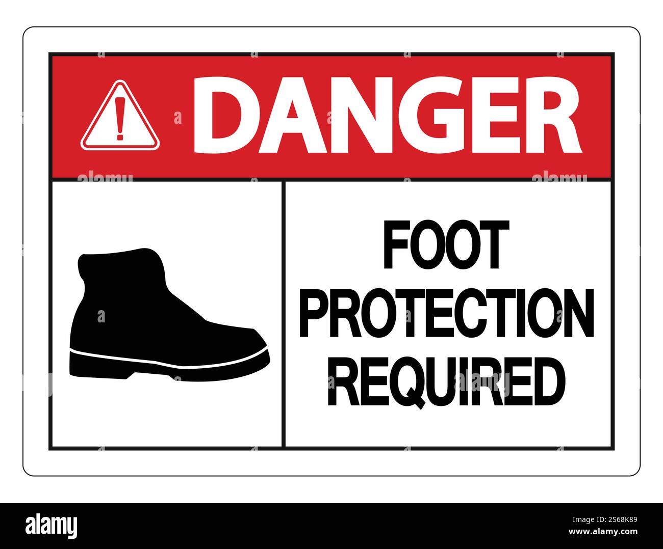 Danger Foot Protection Required Wall Sign on white background,vector ...
