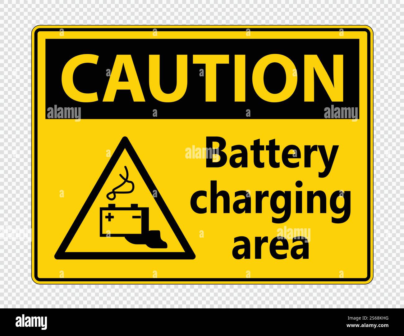 Caution battery charging area Sign on transparent background,vector ...