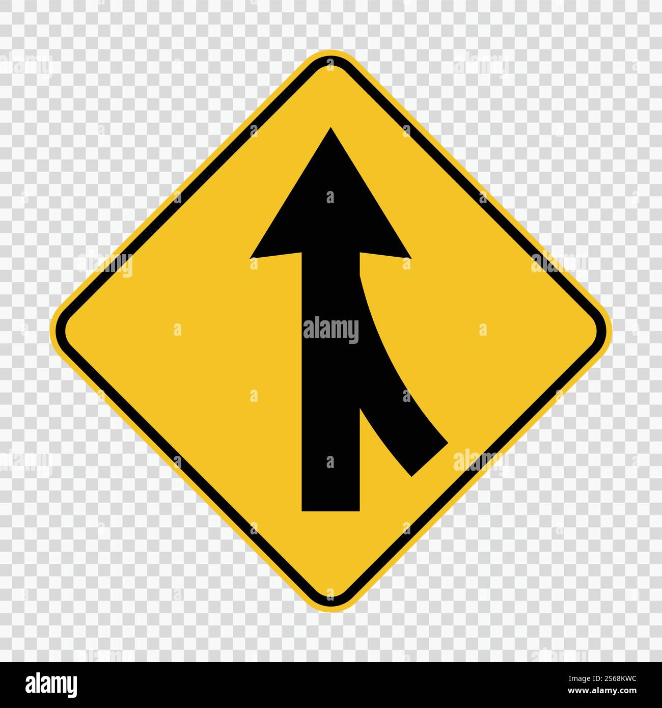 Lanes merging right sign on transparent background,vector illustration ...