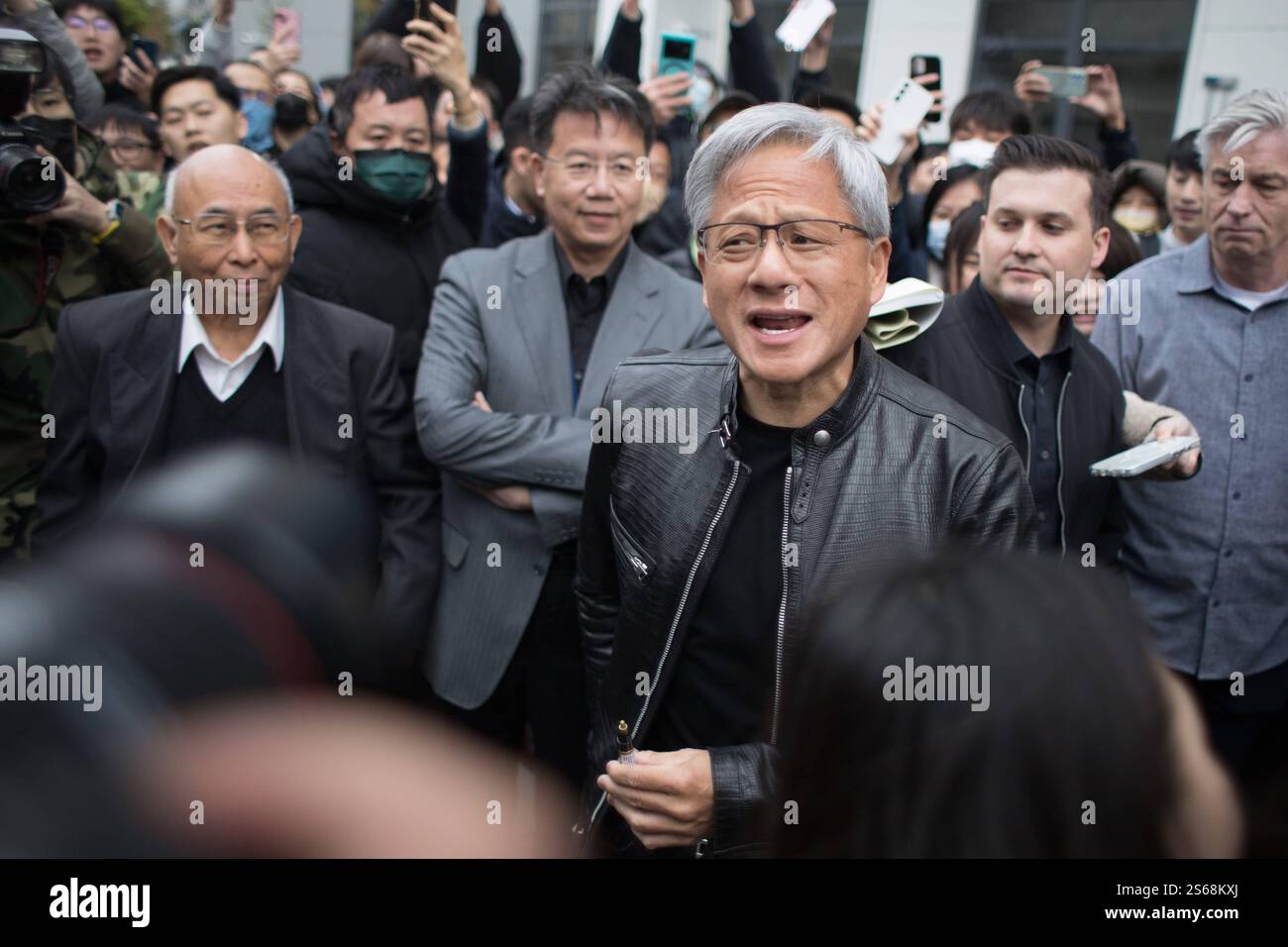 Jensen Huang, NVIDIA founder and CEO greets with his fans after the opening ceremony of new ...