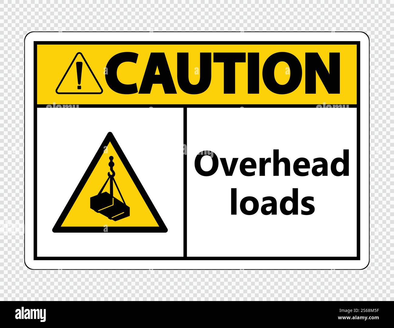 Caution overhead loads Sign on transparent background,vector ...