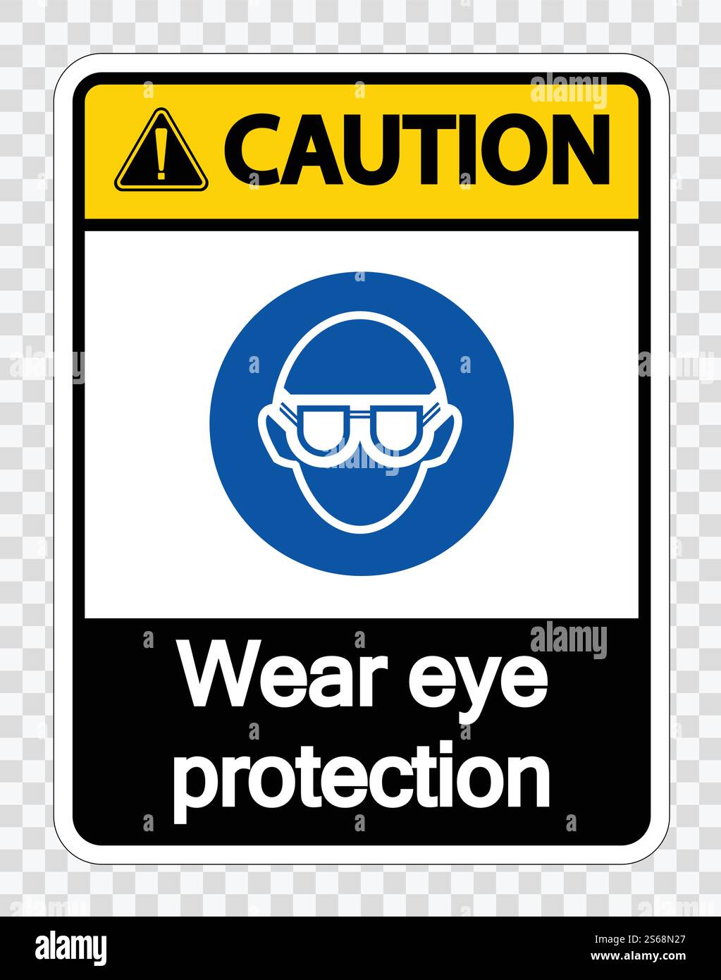 Caution Wear eye protection on transparent background,vector ...