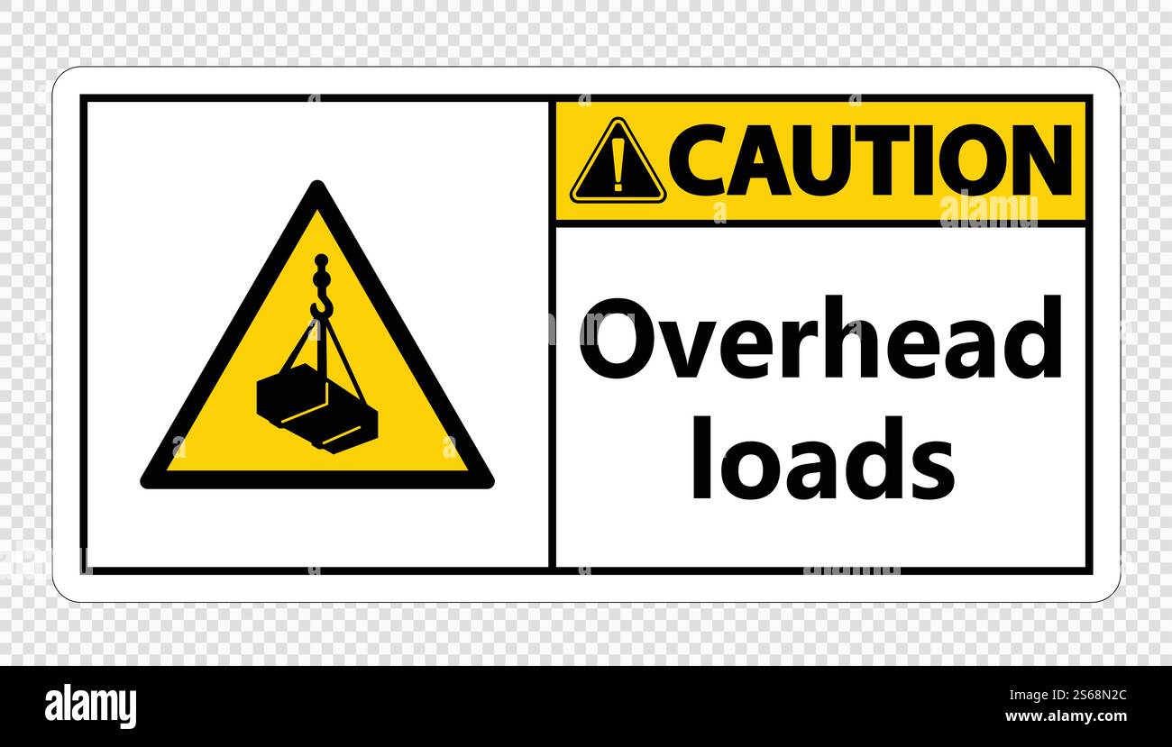 Caution overhead loads Sign on transparent background,vector ...