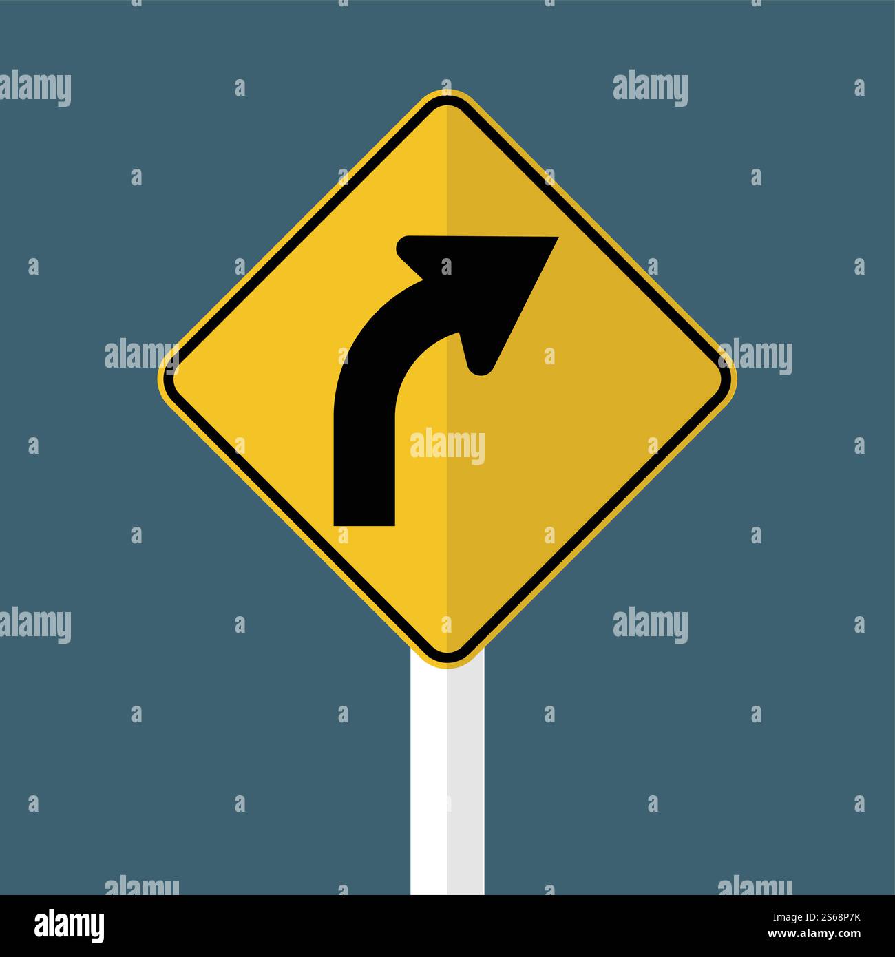 Right Curve Ahead Sign,vector illustration Stock Vector Image & Art - Alamy