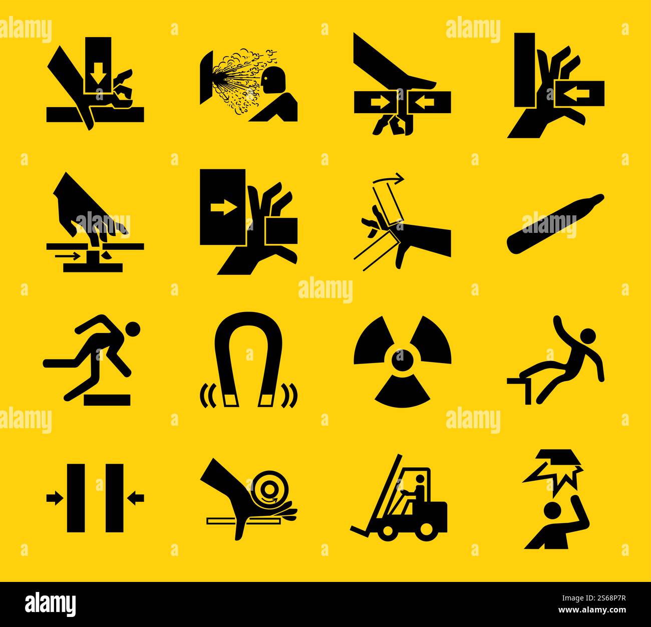 Warning signs,industrial hazards icon labels Sign Isolated on White ...