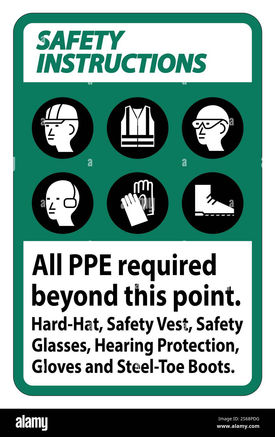 Safety Instructions PPE Required Beyond This Point. Hard Hat, Safety ...