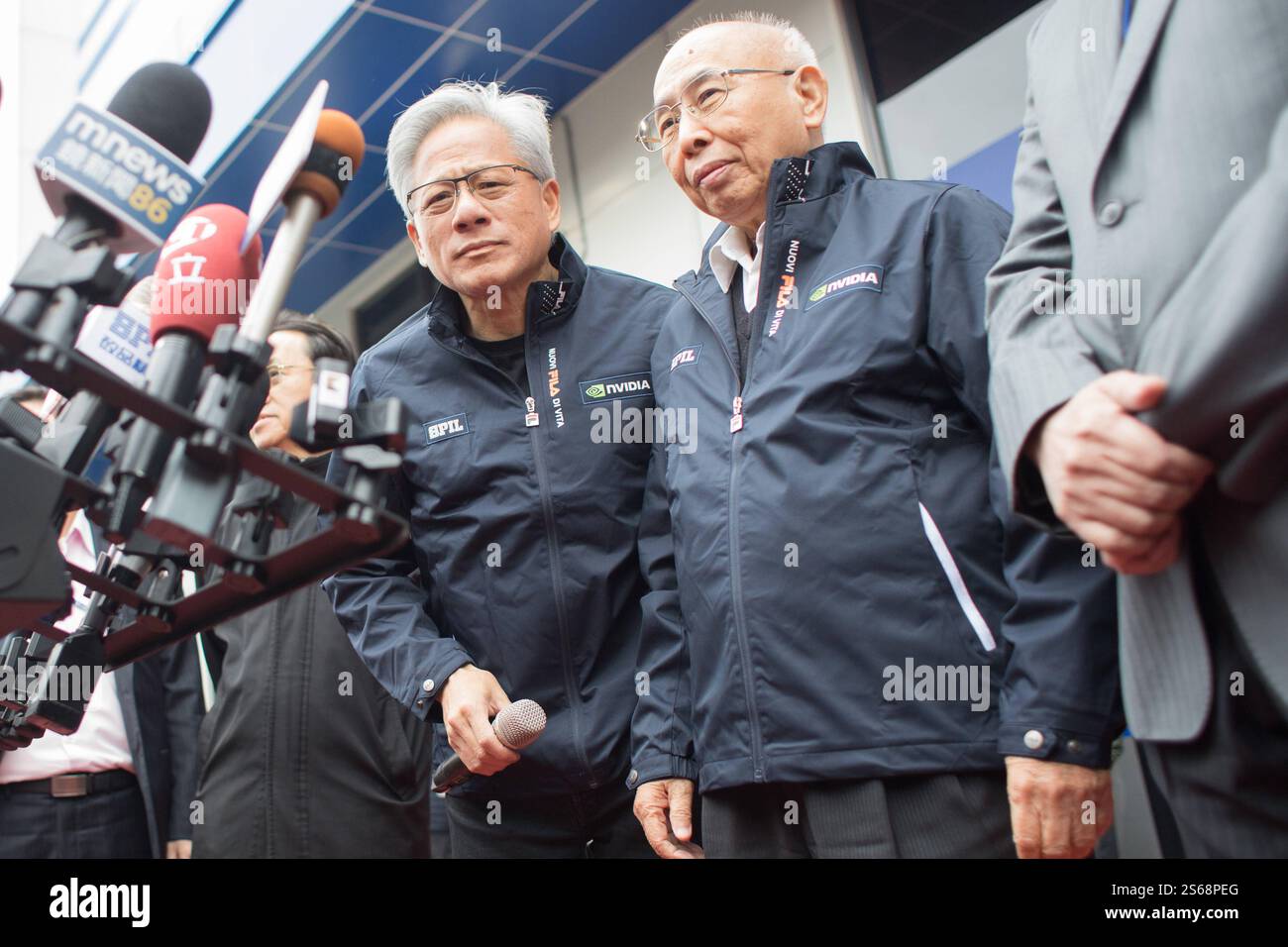 Jensen Huang, NVIDIA founder and CEO and C.W Tsai, SPIL chairman ...