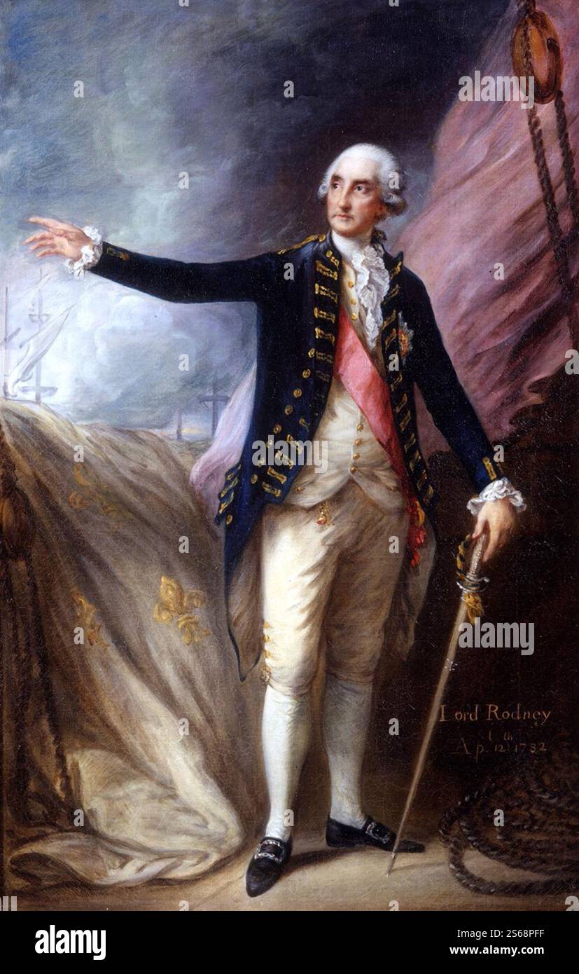 Portrait of Admiral Rodney or Admiral Rodney at the Battle of the ...
