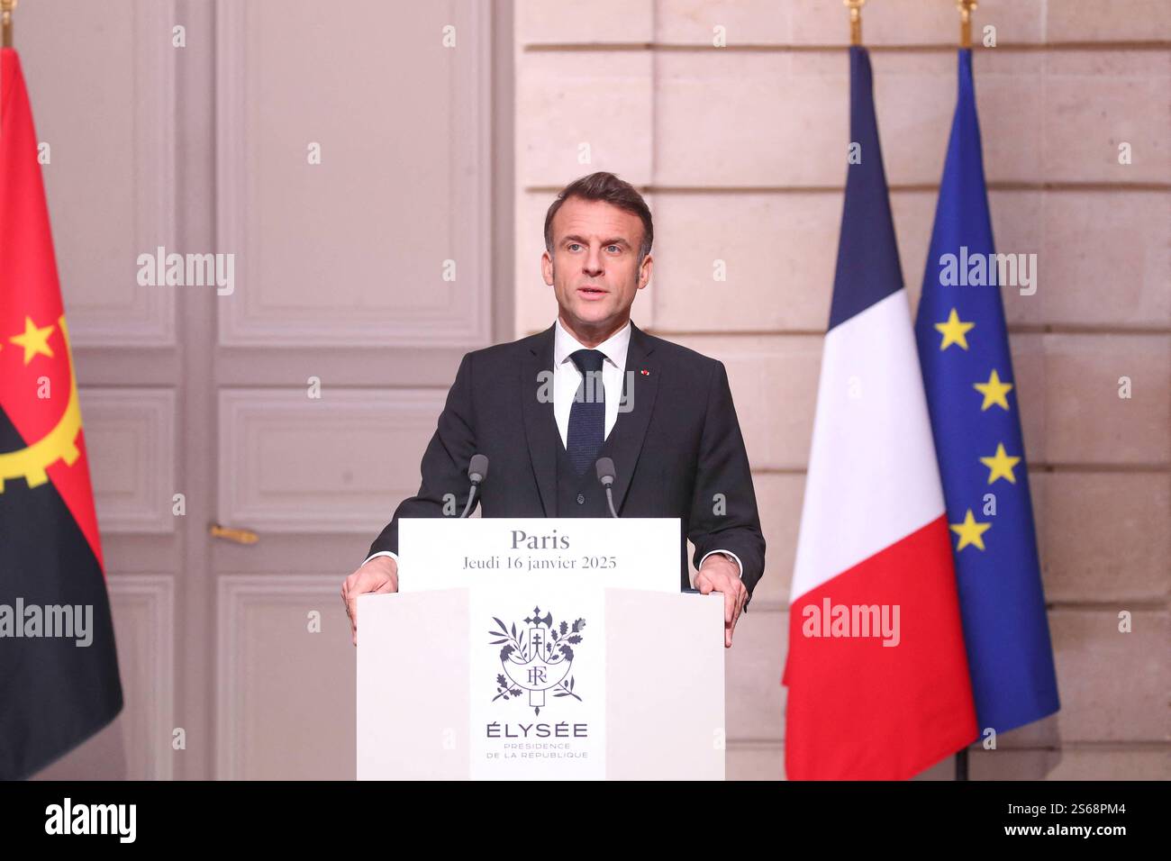 Paris, France. 16th Jan, 2025. Angola's President Joao Lourenco and ...