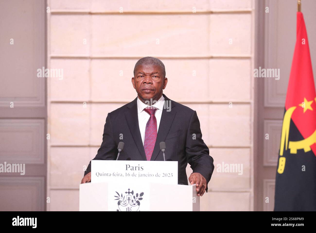 Paris, France. 16th Jan, 2025. Angola's President Joao Lourenco and ...