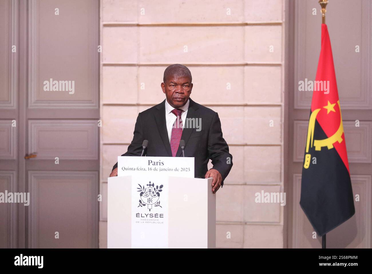 Angola’s President Joao Lourenco and French President Emmanuel Macron ...
