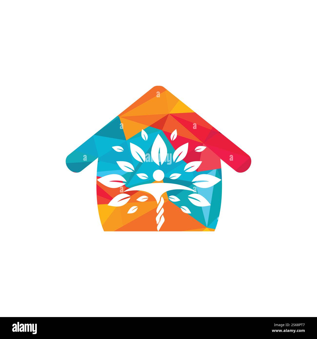 Human character with leaves and house logo design. Natural home care ...
