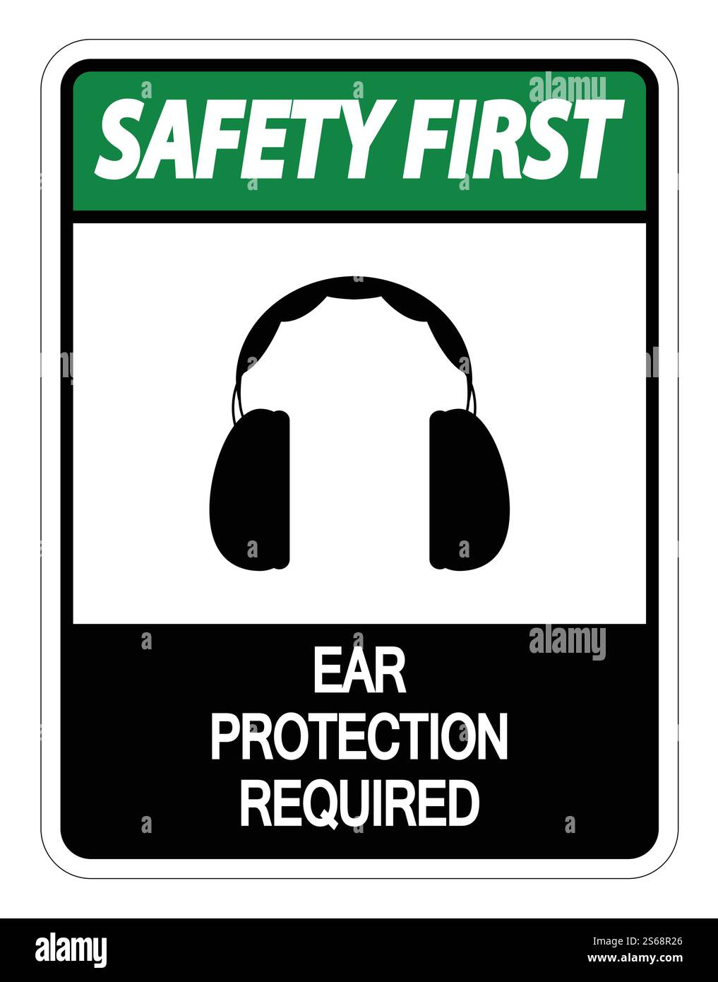 Safety first Ear Protection Required Sign on white background,vector ...